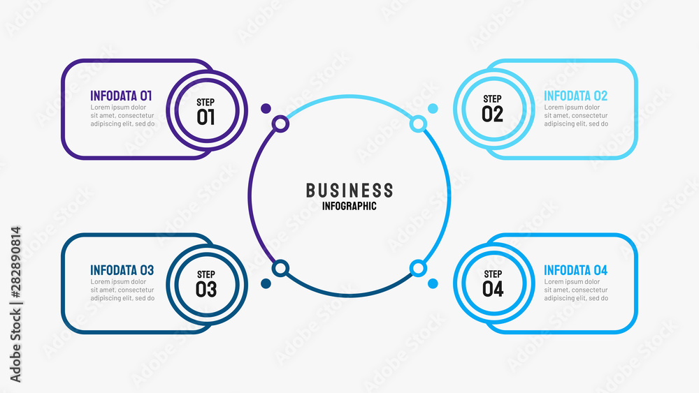 Vector thin line visualization infographic template for info chart ...
