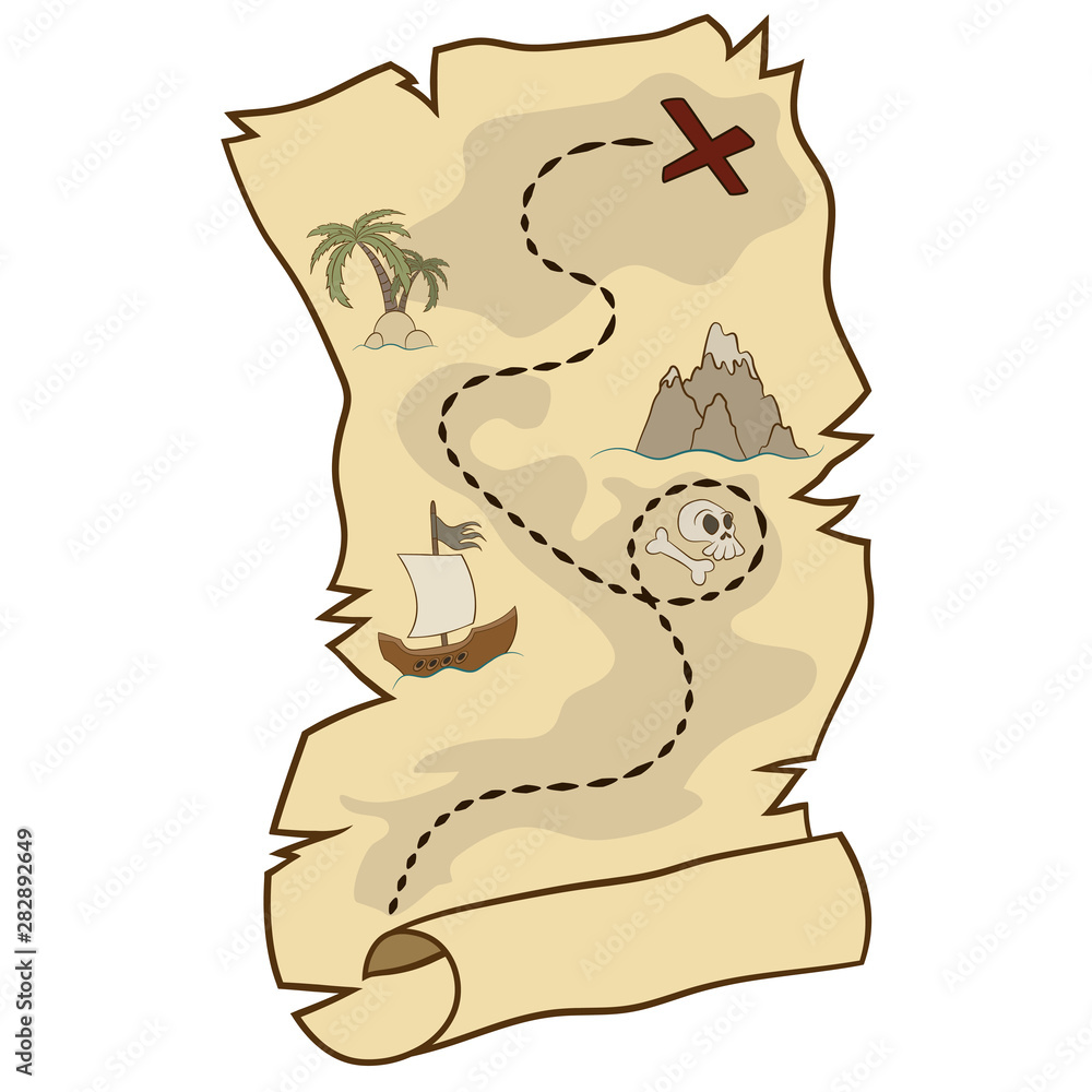 pirate treasure map vector image Stock Vector | Adobe Stock