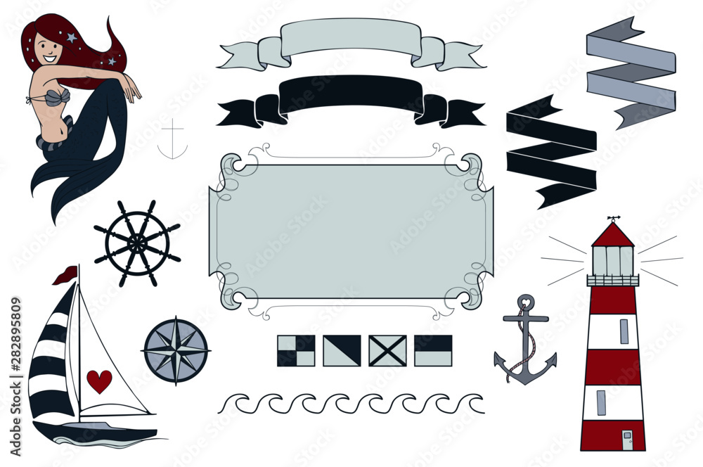 Nautical Mermaid Stock Vector | Adobe Stock