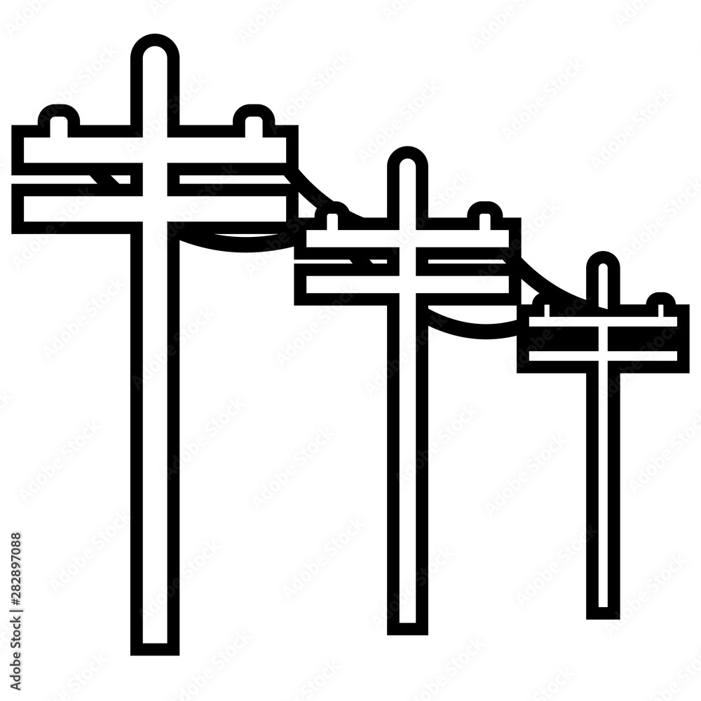High voltage power lines. Electric pole vector icon , logo isolated on ...