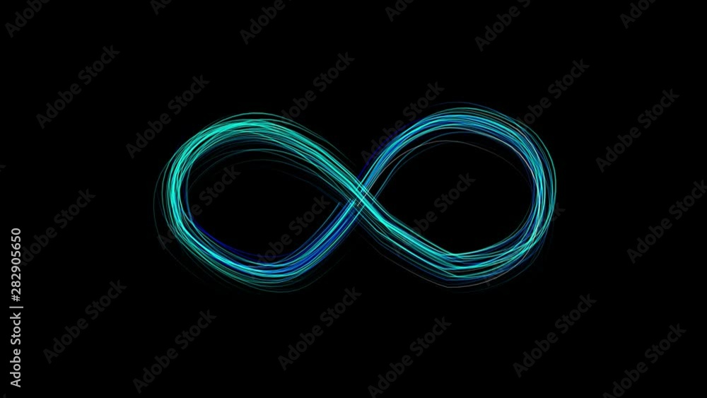 Infinity symbol appears of multiple glowing lines, animated figure ...