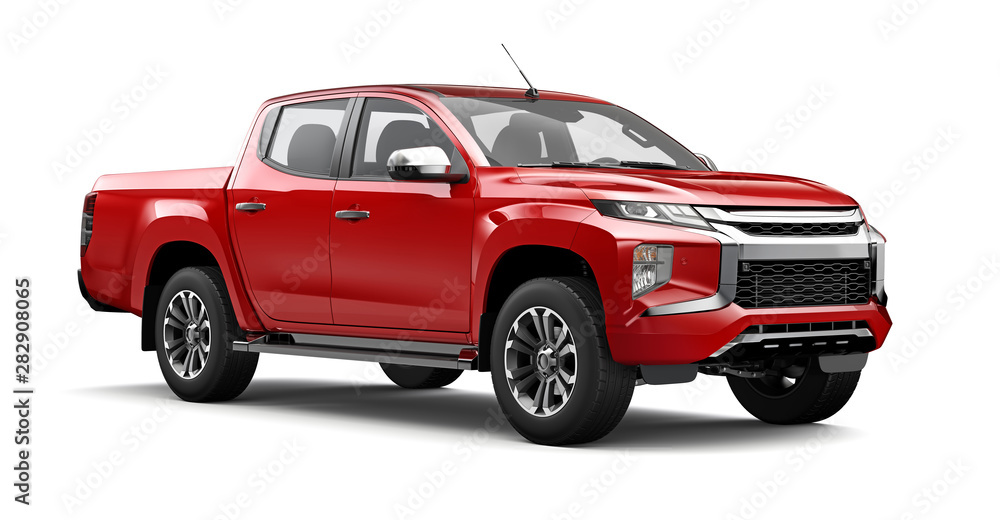 Red pickup truck isolated on white background Stock Illustration ...