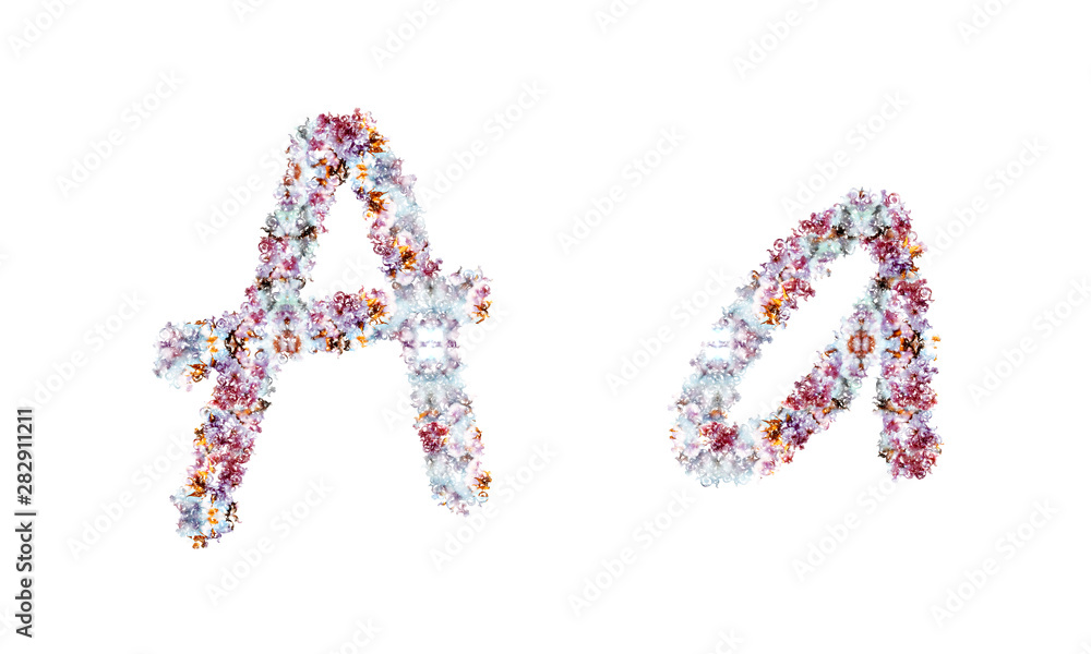 Flower alphabet. Colorful font. Uppercase, lowercase and numbers. Stock ...
