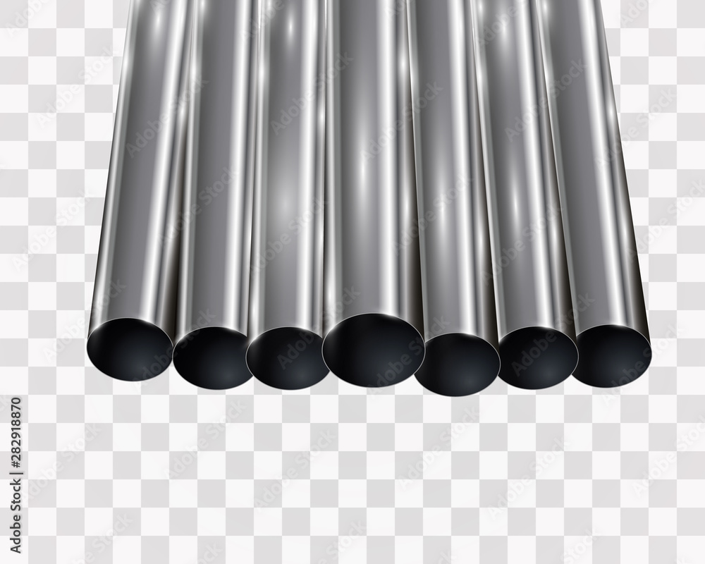 Metal pipes on a transparent background. Pipe for the pipeline. Stock ...