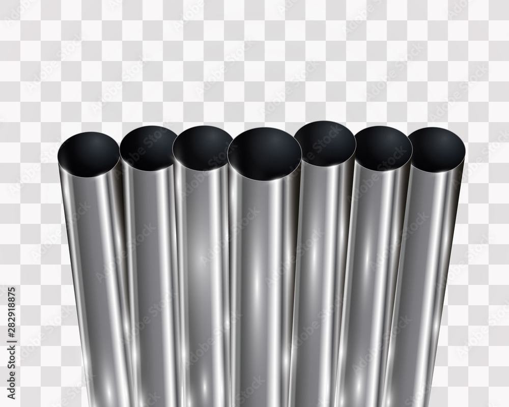 Metal pipes on a transparent background. Pipe for the pipeline. Stock ...