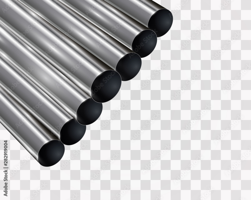 Metal pipes on a transparent background. Pipe for the pipeline. Stock ...