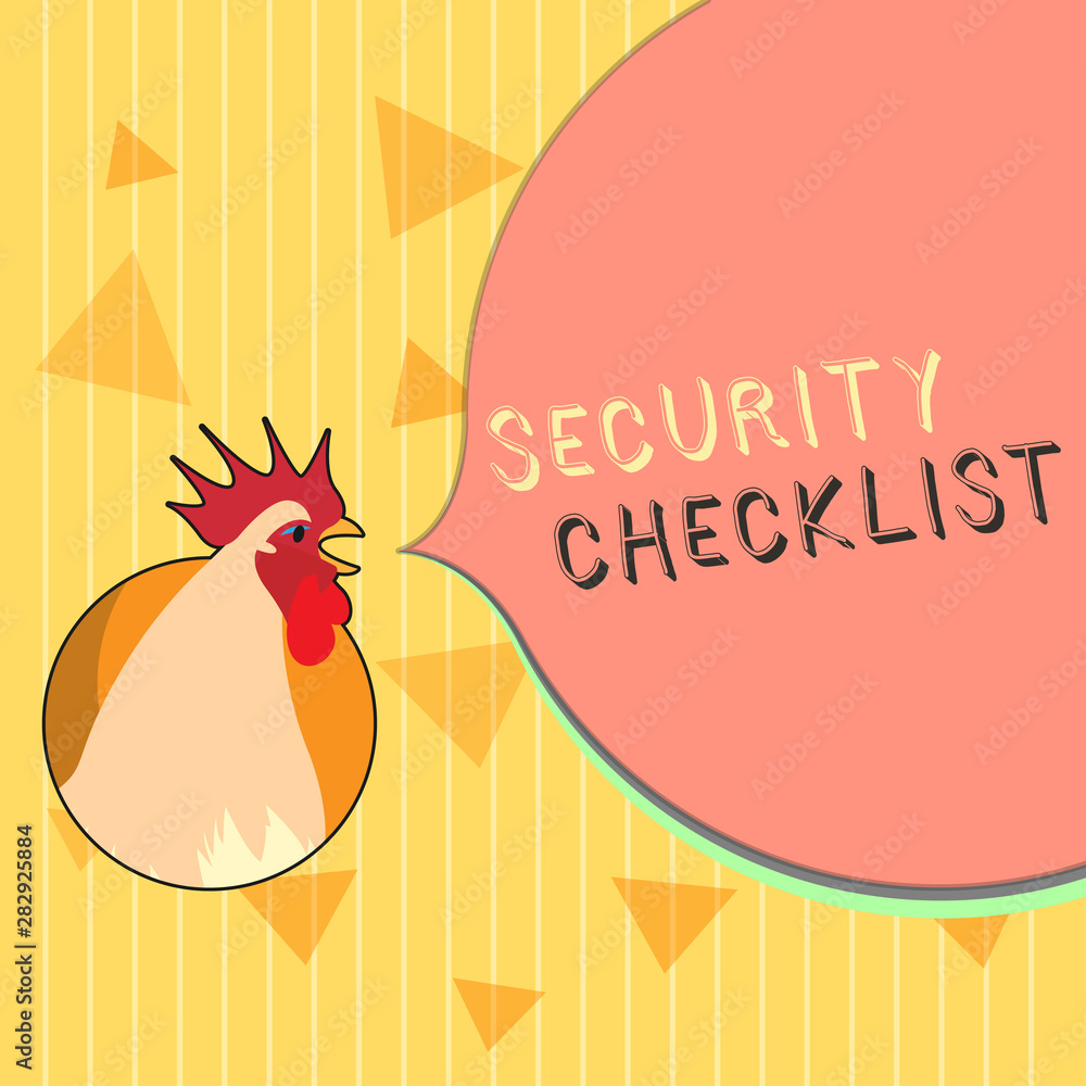 Handwriting Text Security Checklist Concept Meaning Protection Of Data And System Guide On