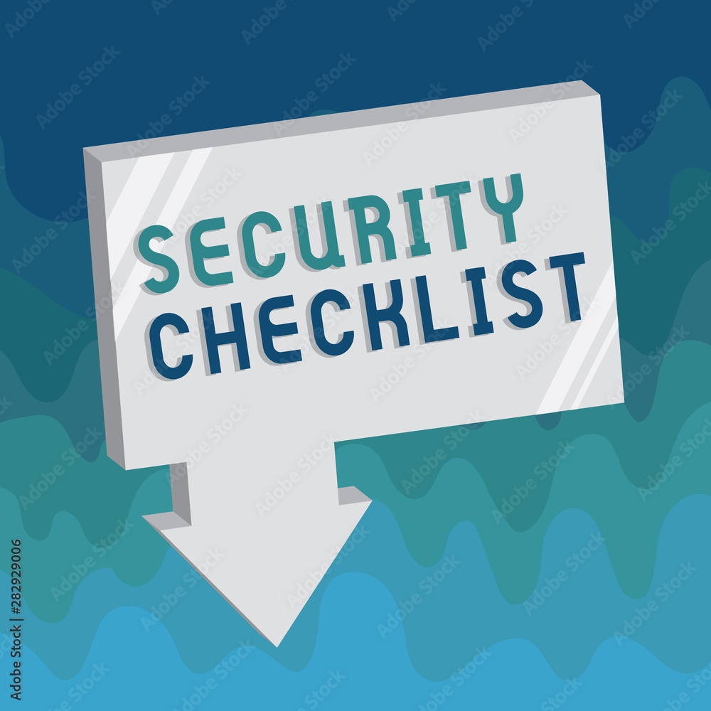 Handwriting text Security Checklist. Concept meaning Protection of Data ...