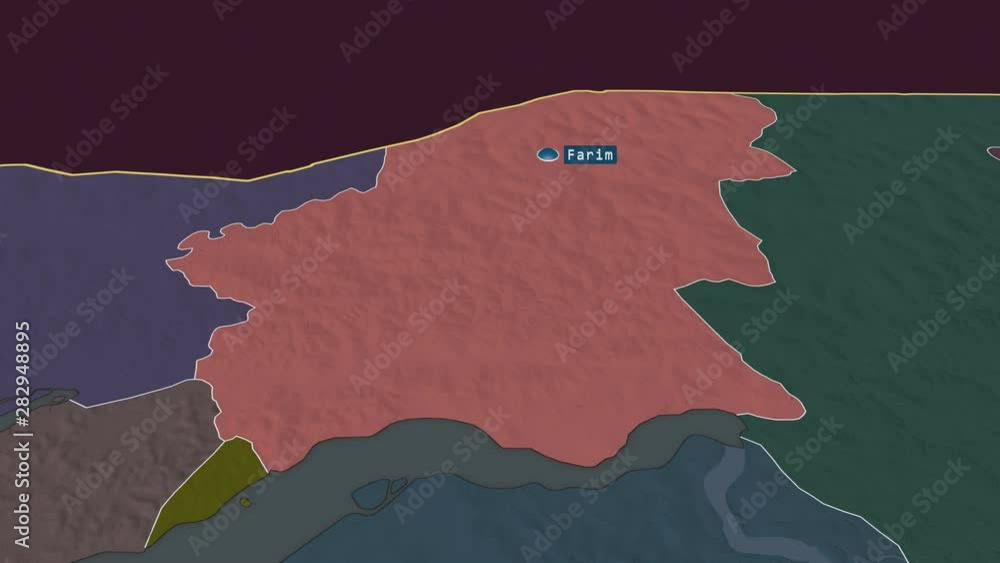 Oio - region of Guinea Bissau with its capital zoomed on the ...