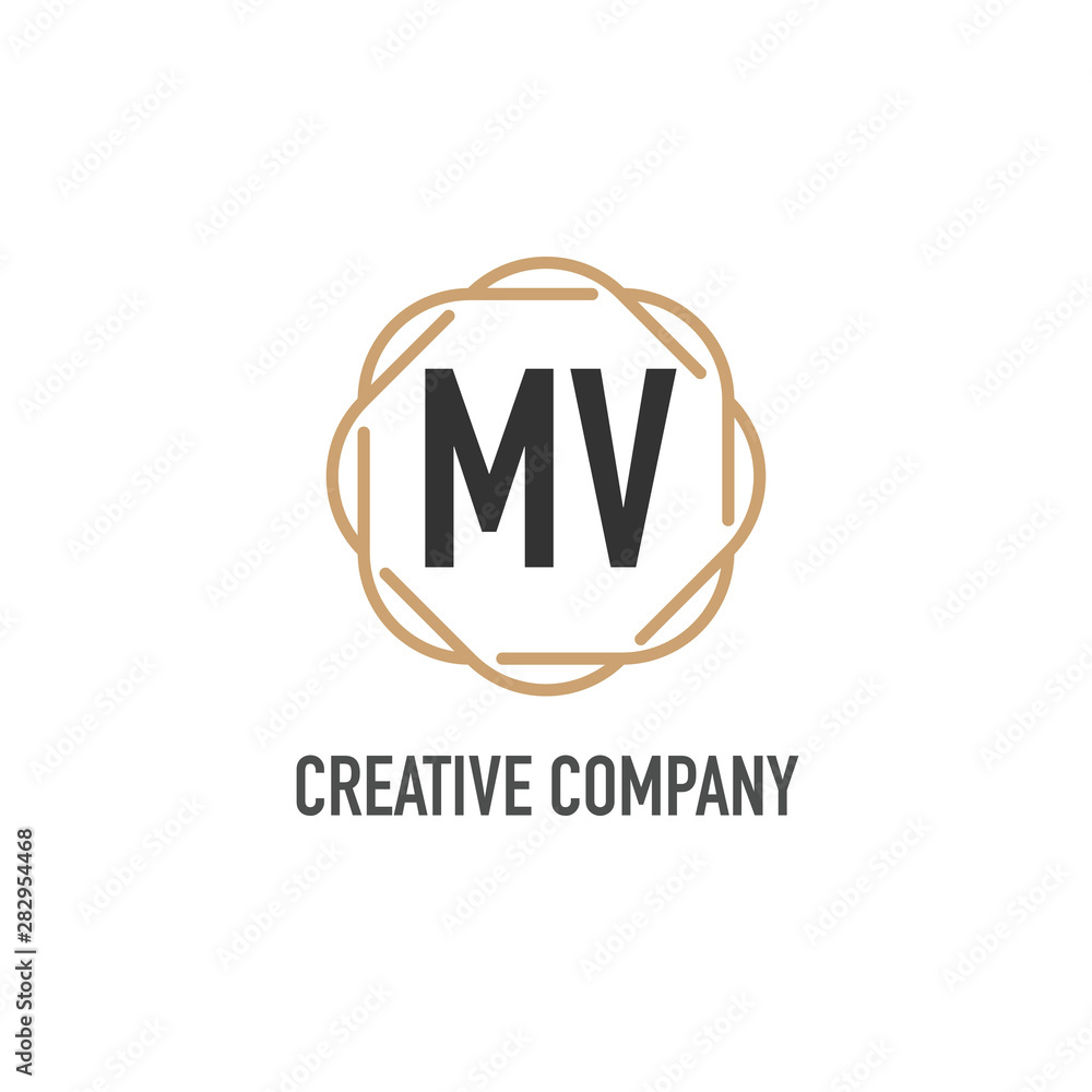 Initial Letter MV Luxurious minimalist elegant sophisticated geometric ...