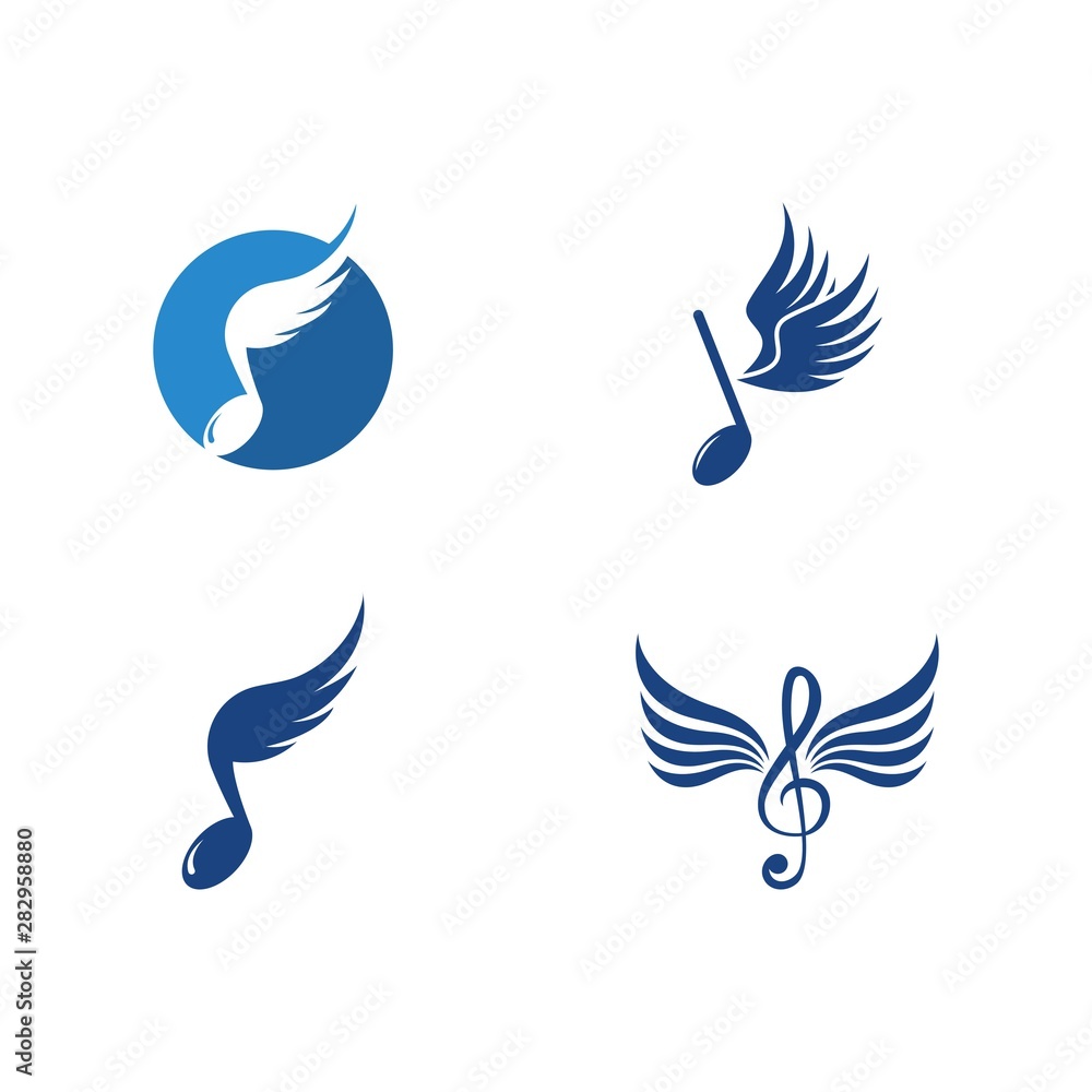 Music note wing logo vector Stock Vector | Adobe Stock