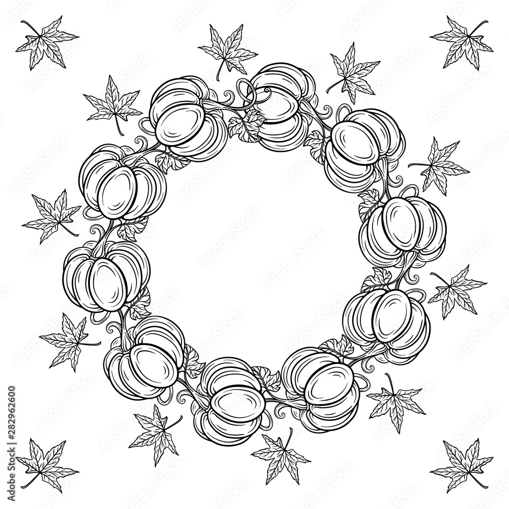 Fall Wreath Coloring Pages