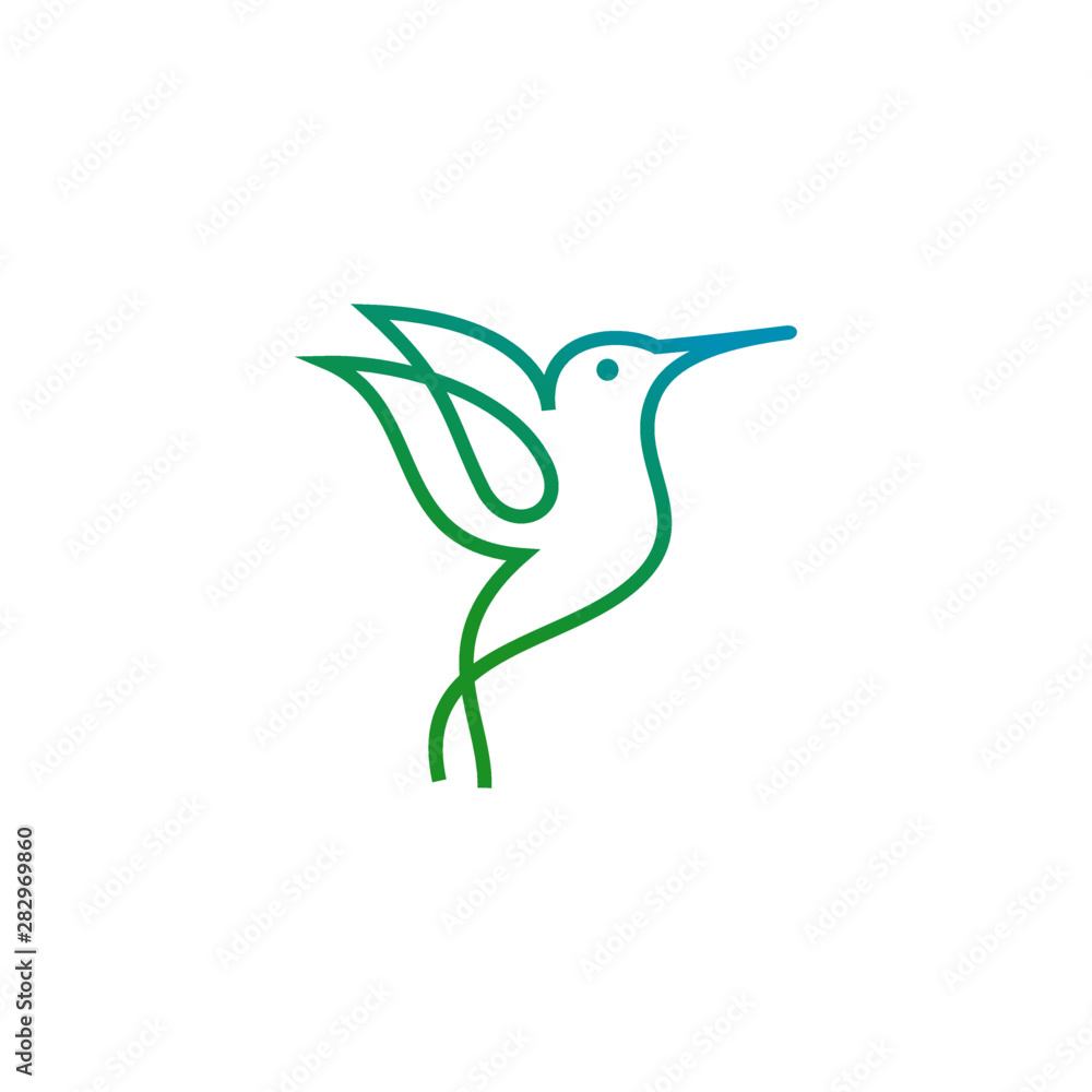 Hummingbird Logo Design Line Art Stock Vector Stock Vector | Adobe Stock