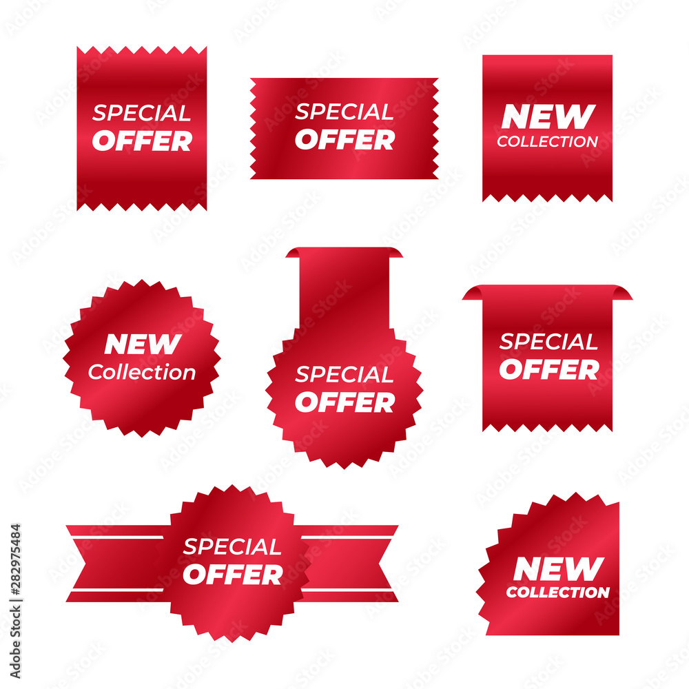 Price tags vector collection. Ribbon sale banners isolated. New ...