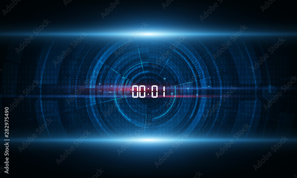 Abstract Futuristic Technology Background with Digital number timer ...