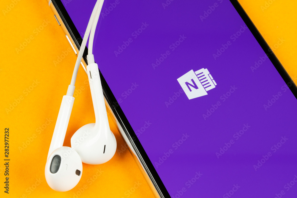 Helsinki, Finland, May 4, 2019: Microsoft OneNote office application ...