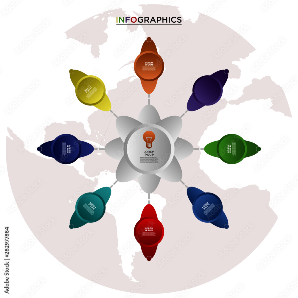 Vector infographics design template, integrated circles with chat ...