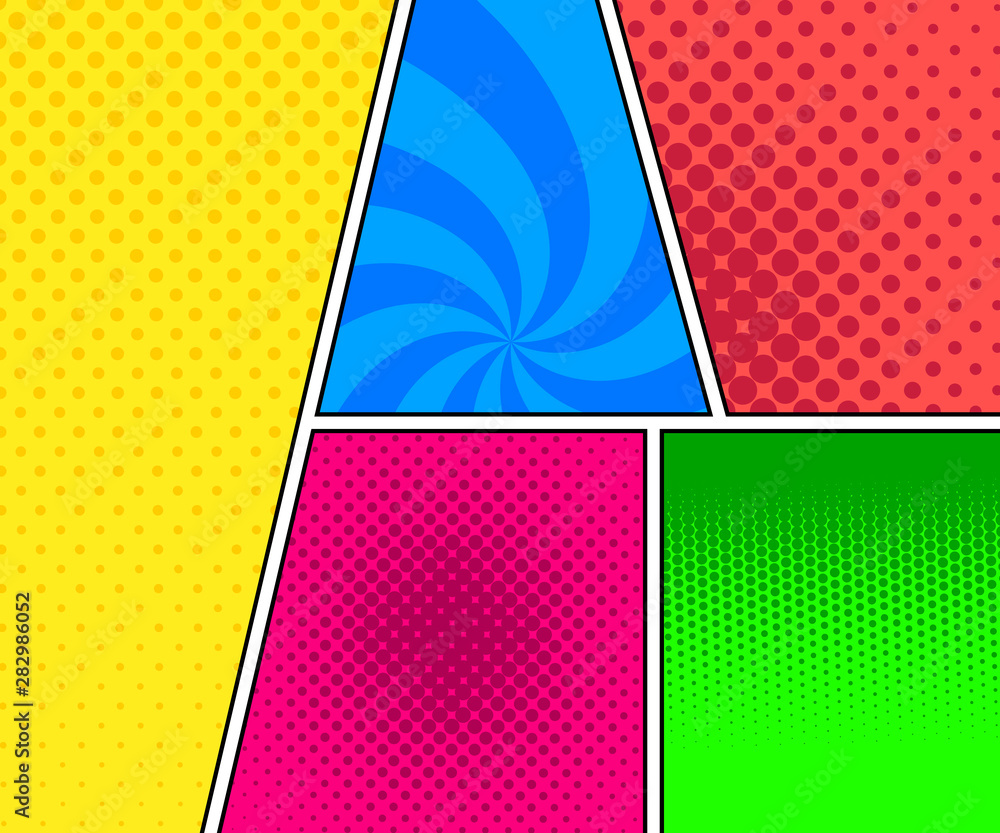 Comic book page template in pop-art style. Bright empty background ...