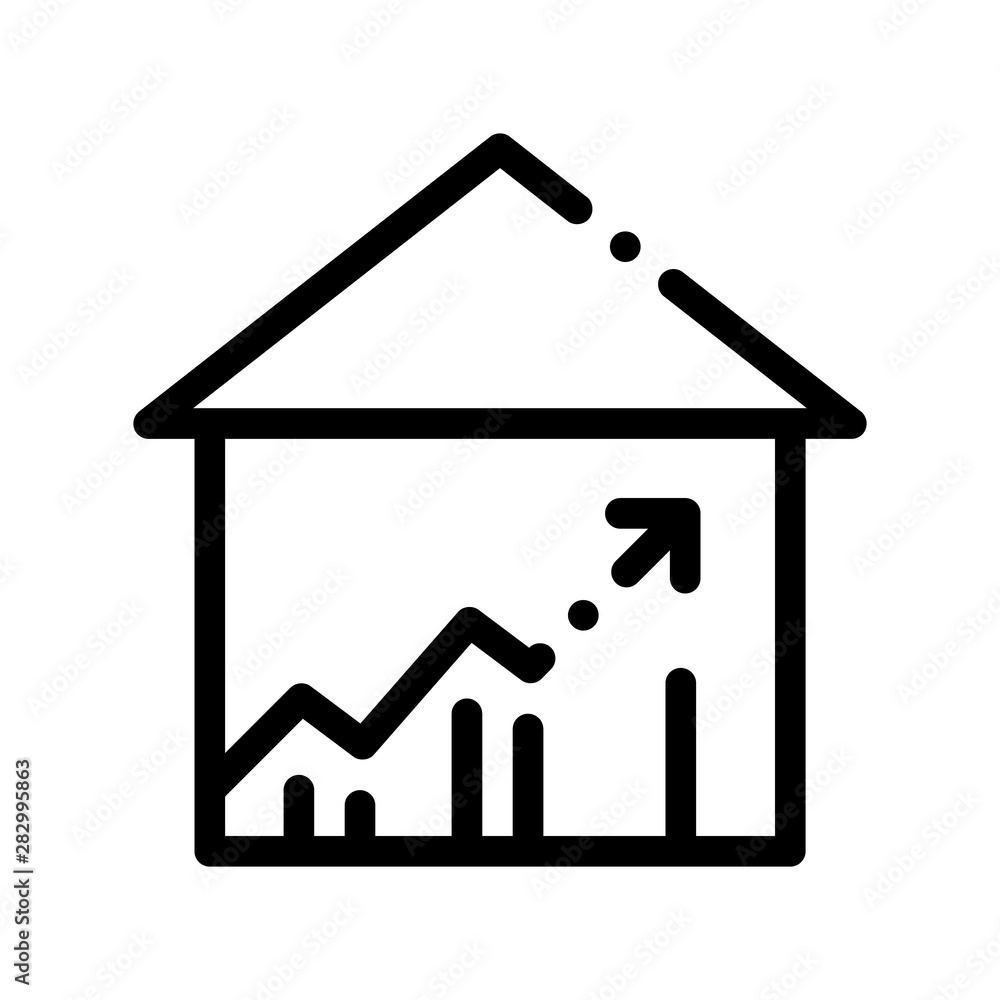 Building House And Arrow Vector Thin Line Icon. Building Sale And Rent ...
