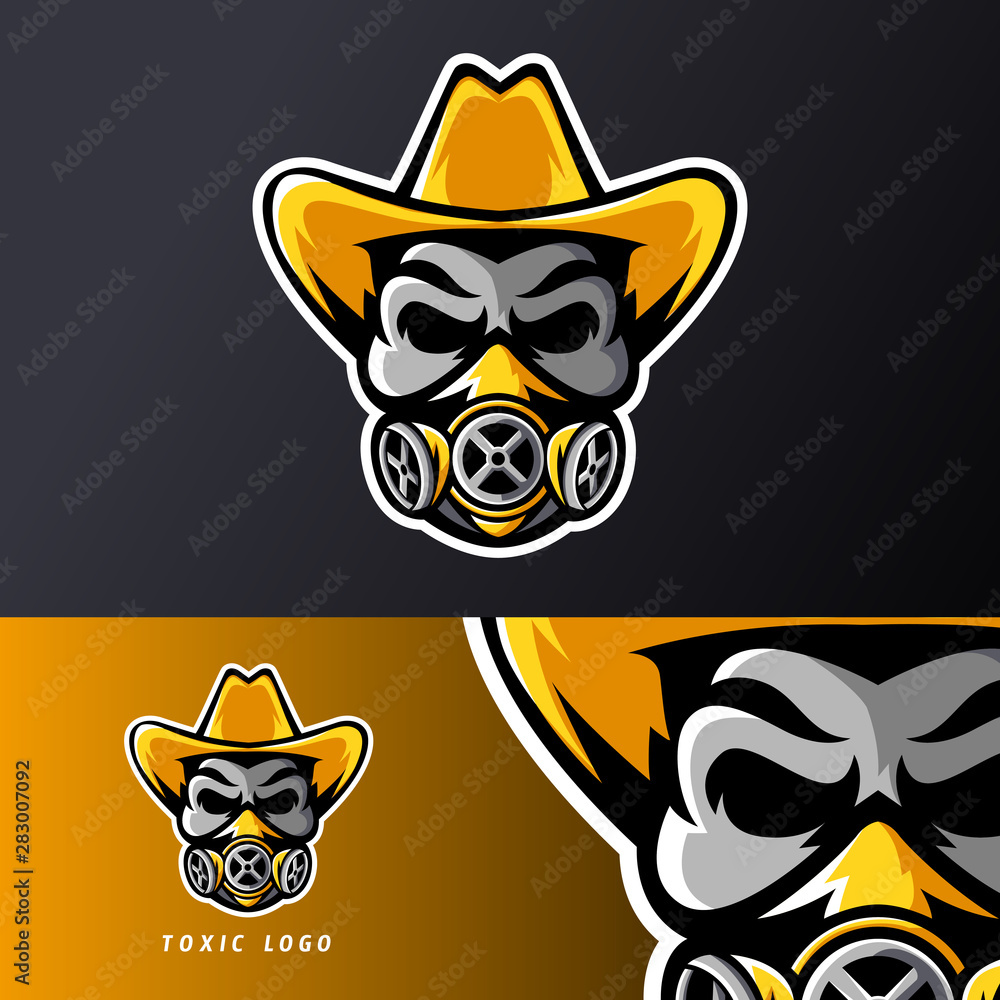 Toxic skull mask hat sport esport gaming mascot logo template, for ...
