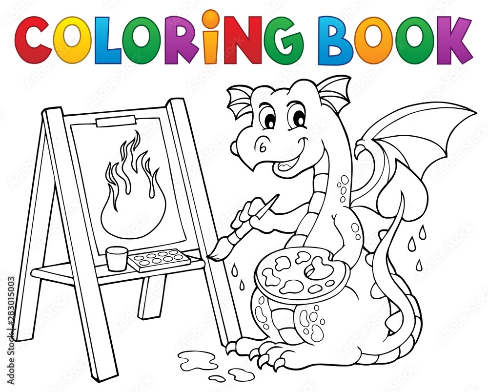 Coloring book painting dragon theme 2 Stock Vector | Adobe Stock