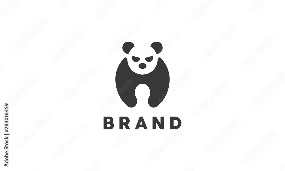 Minimalist and modern panda logo done using "negative space" style ...
