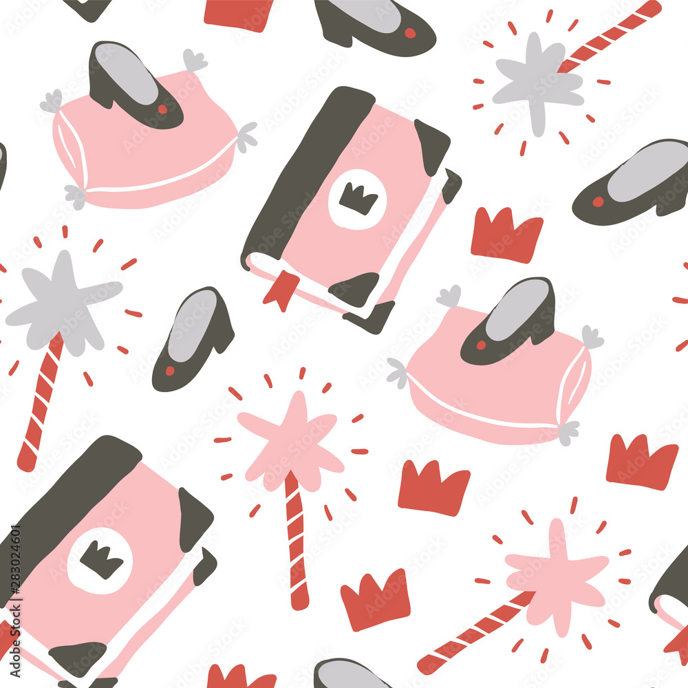 Princess Seamless Pattern for textile vector Stock Vector | Adobe Stock