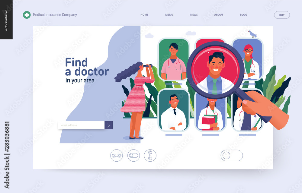Find a doctor -medical insurance template -modern flat vector concept ...