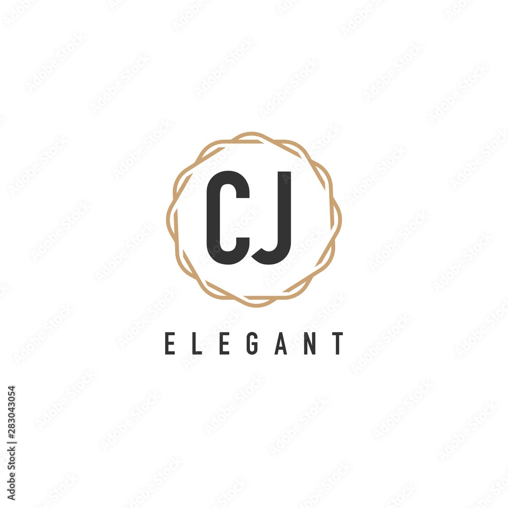 Initial Letter CJ Luxurious minimalist elegant geometric rounded ...