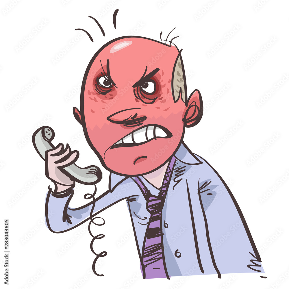 Angry Boss. Office worker. Comic character. Vector illustration Stock ...