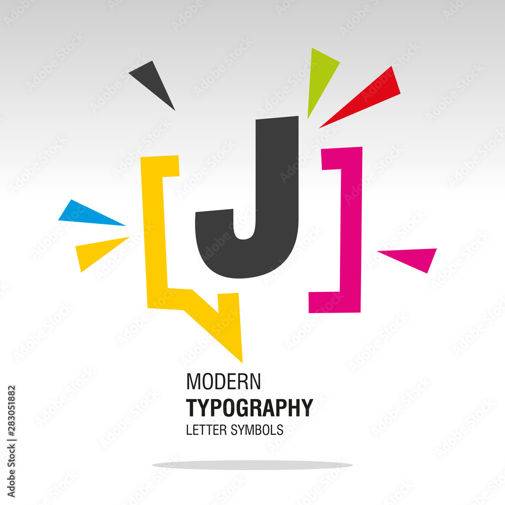 J modern typography letter symbol colorful sign icon sticker Stock ...