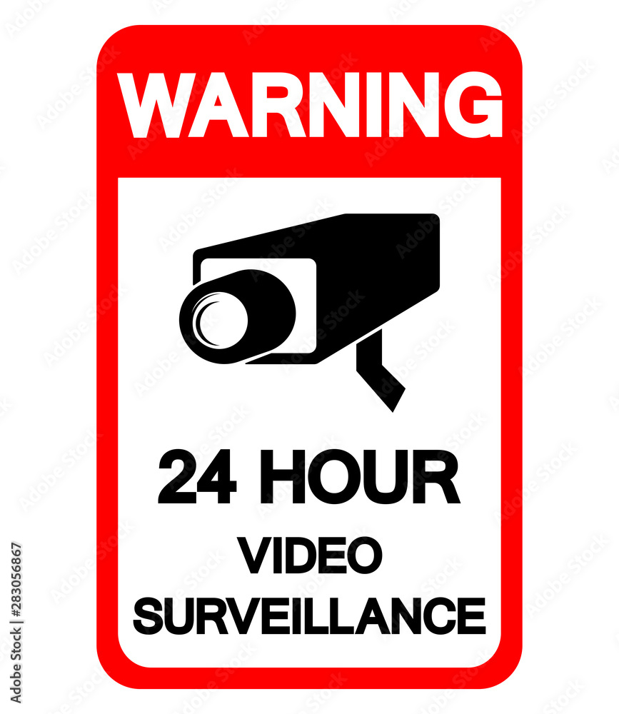 Warning 24 Hour Video Surveillance Symbol Sign, Vector Illustration ...