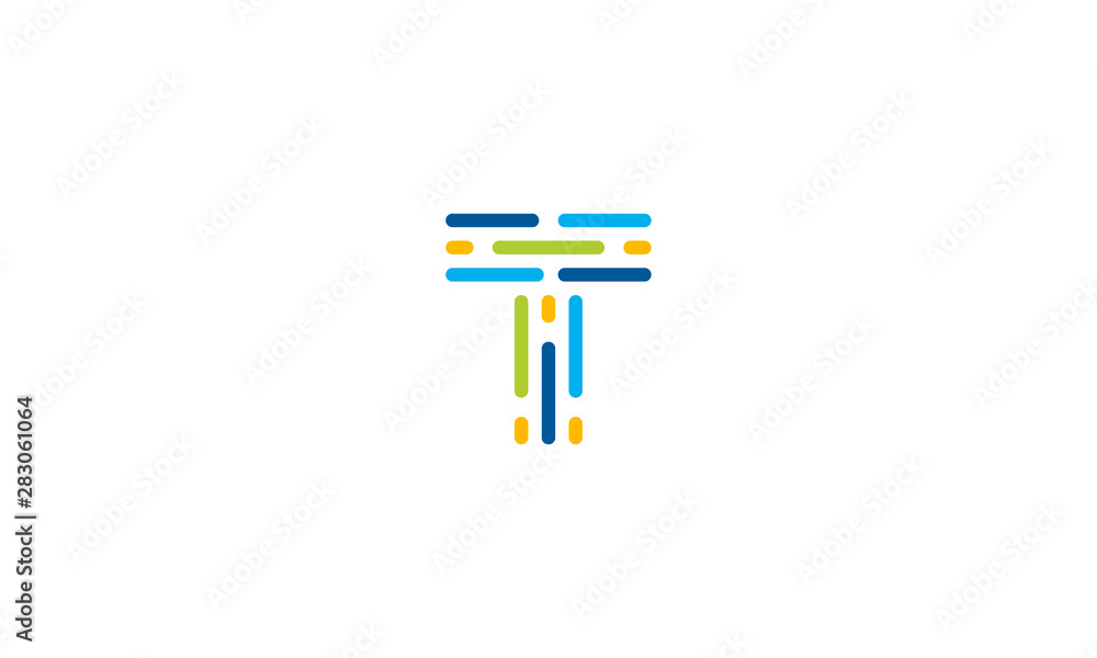 Colorful Initial T Lines logo design concept Stock Vector | Adobe Stock