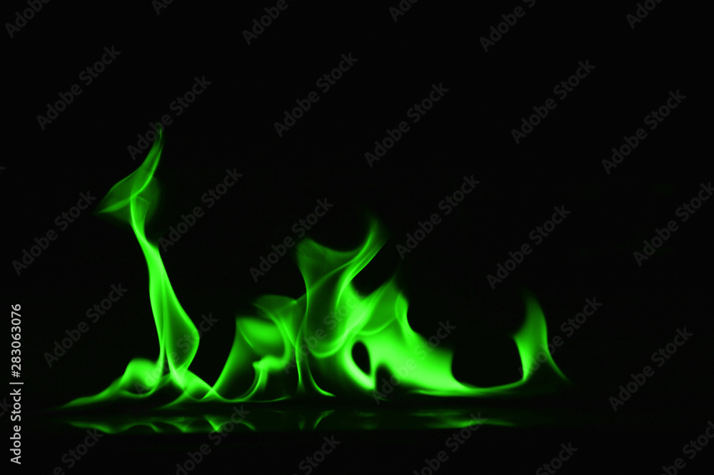 Green Flames White Background