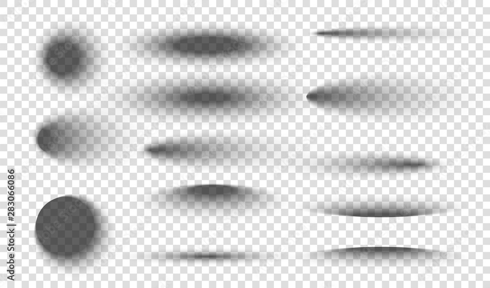 Realistic round shadow with soft edges. Gray round and oval shadows ...
