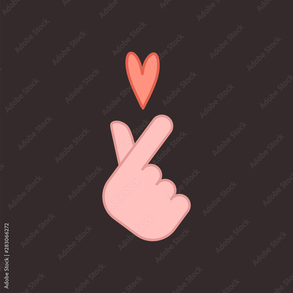 Korean love sign, hand gesture of romance. Finger heart symbol. Stock ...