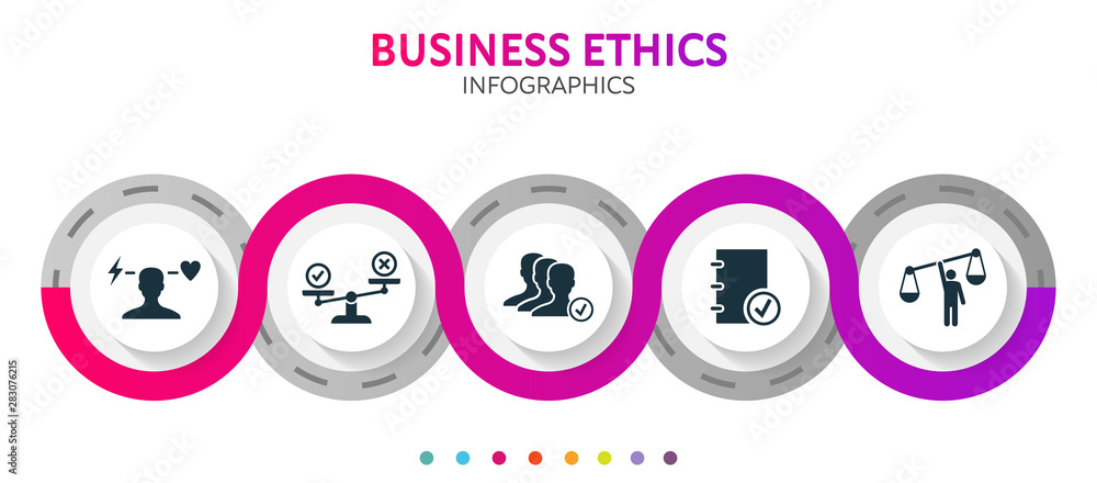 Business ethics abstract 3D infographic elements. Circle template with ...