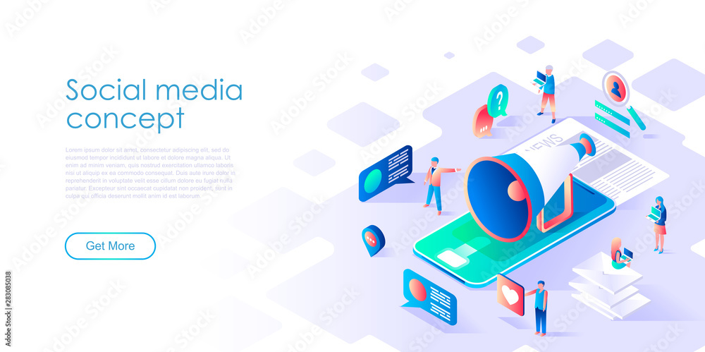 Modern flat design isometric concept of Social Media for banner and ...