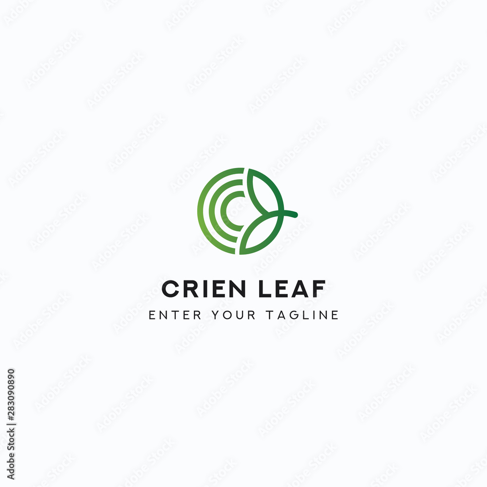 Logo Letter C Leaf, Concept Letter C + Icon Green Leaf. Stock Vector ...