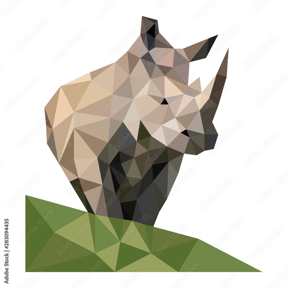 Polygon origams lines wild rhino Stock Vector | Adobe Stock