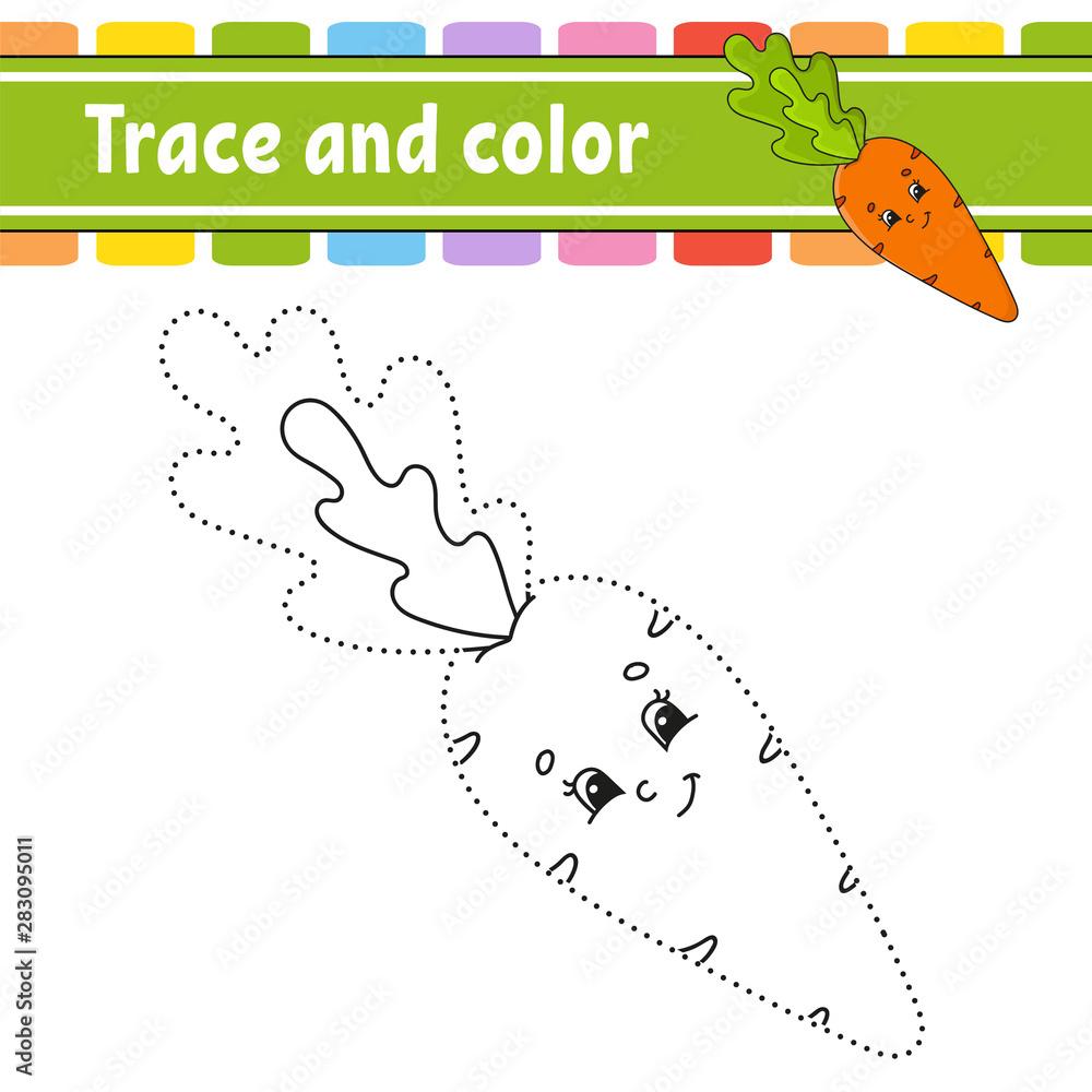 Trace and color. Coloring page for kids. Handwriting practice ...