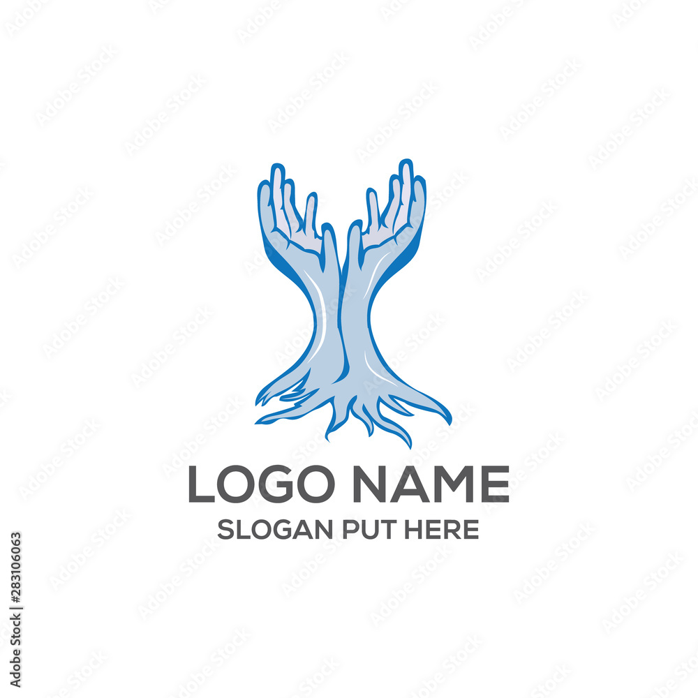 Hand Tree Vector logo design template Stock Vector | Adobe Stock