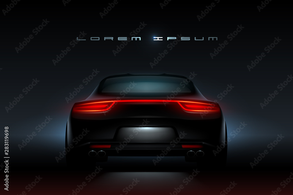 realistic car back lights glow Stock Vector | Adobe Stock