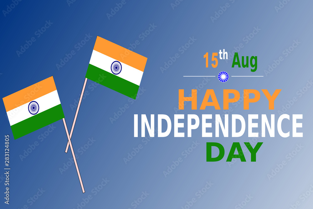 15th August, Happy Independence Day lettering in tricolor, Indian ...