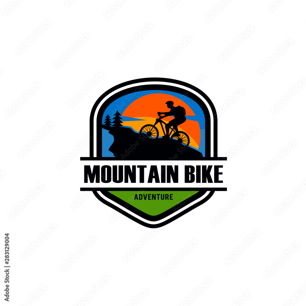 Mountain Bike Logo Design Vector Template Stock Vector | Adobe Stock