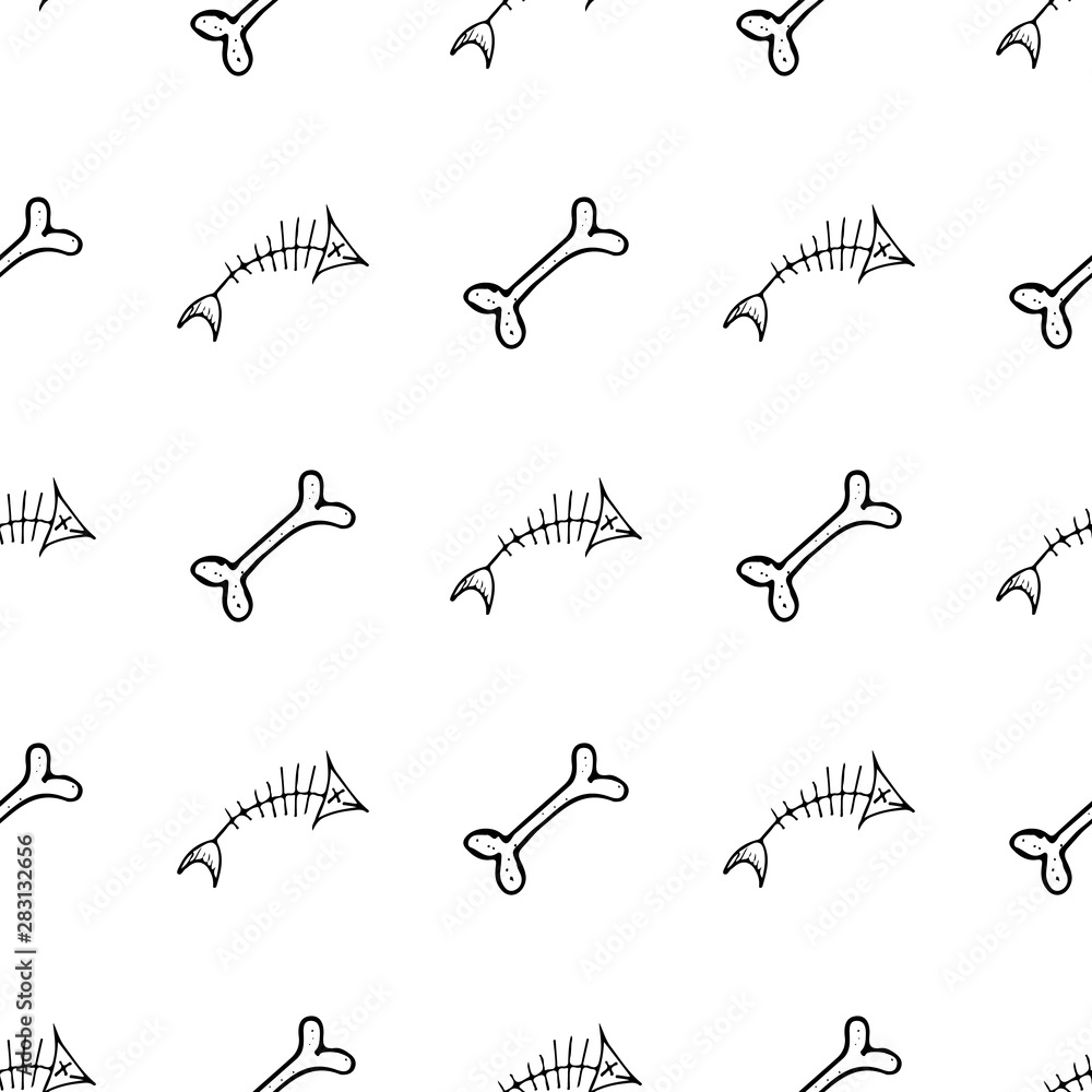 Hand drawn bones seamless pattern for textile design. Bone seamless ...