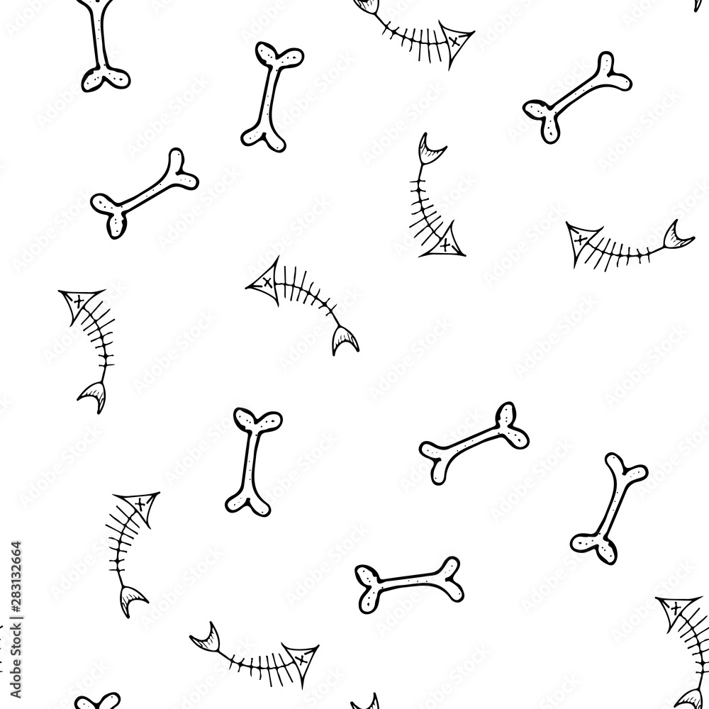 Hand drawn bones seamless pattern for textile design. Bone seamless ...