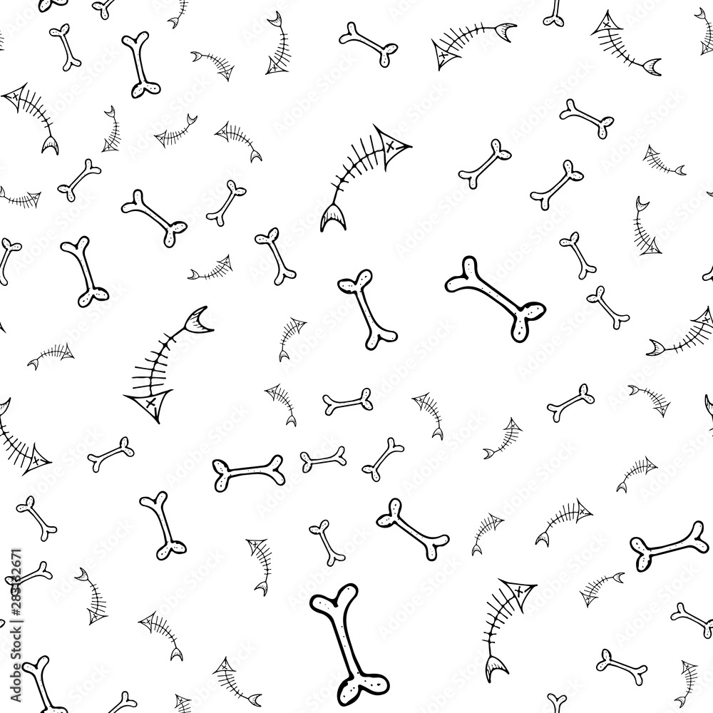 Hand drawn bones seamless pattern for textile design. Bone seamless ...