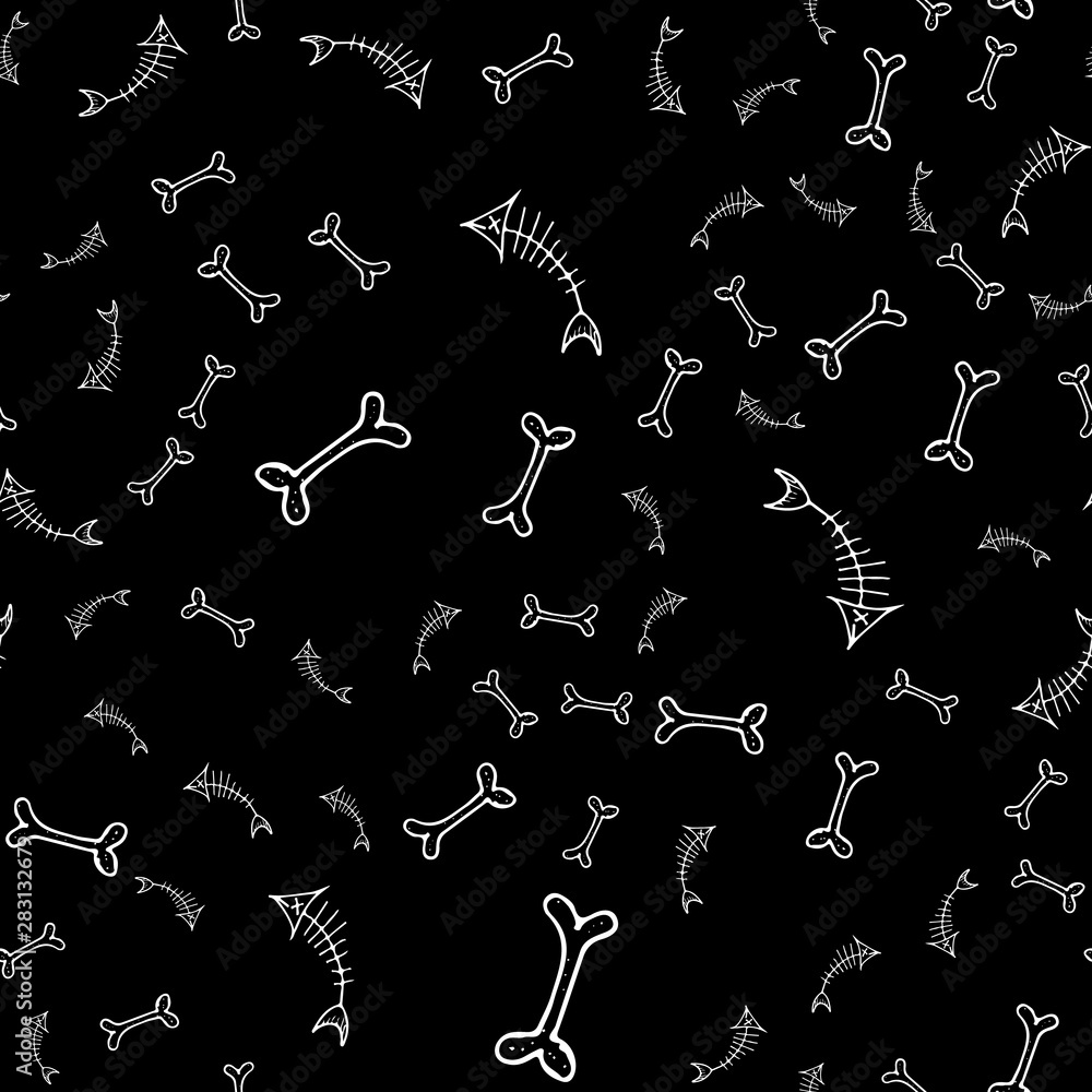 Hand drawn bones seamless pattern for textile design. Bone seamless ...