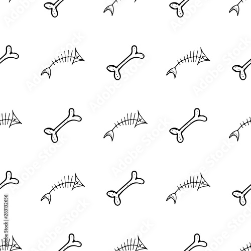 Hand drawn bones seamless pattern for textile design. Bone seamless ...